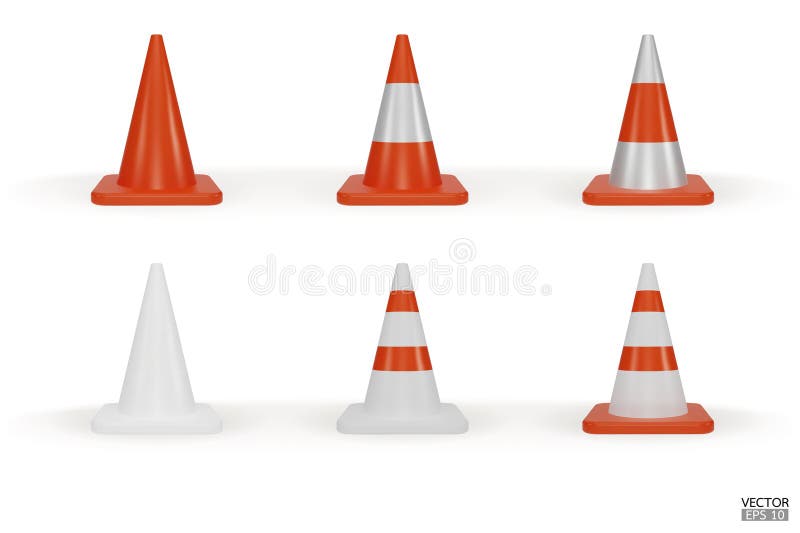 Safety Cone Vector Realistic Stock Illustrations – 137 Safety Cone ...