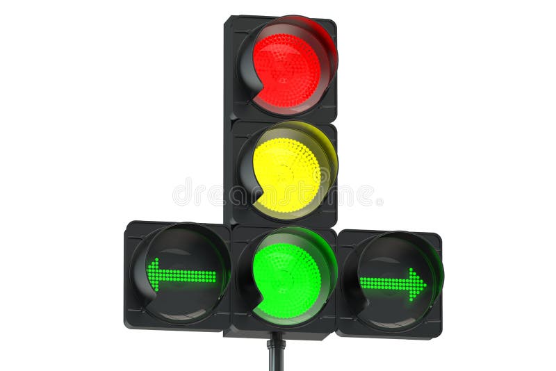 3D Traffic Light with Arrow Stock Illustration - Illustration of white ...