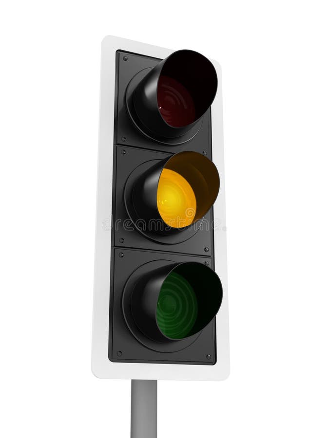 3d Traffic Light Shows Amber Stock Illustration - Illustration of ...