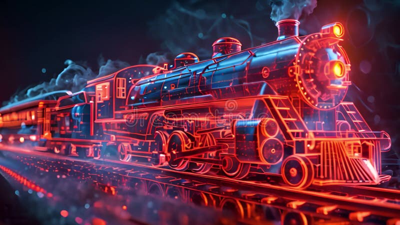 3D Train Model Against Dark Backdrop. 3D Train on Dark Background Stock ...