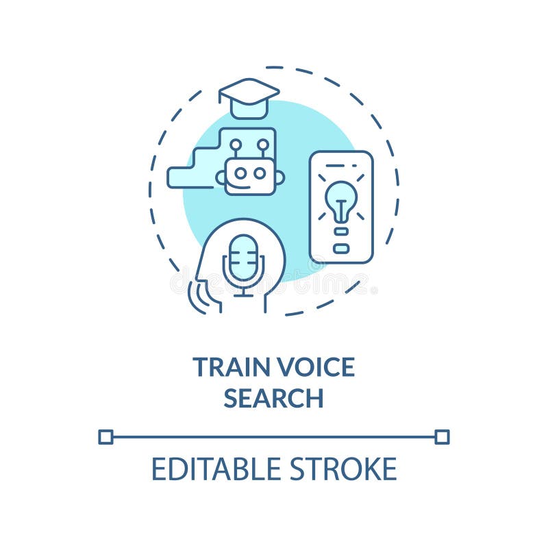 2D Train Voice Search Thin Line Blue Icon Concept Stock Vector ...