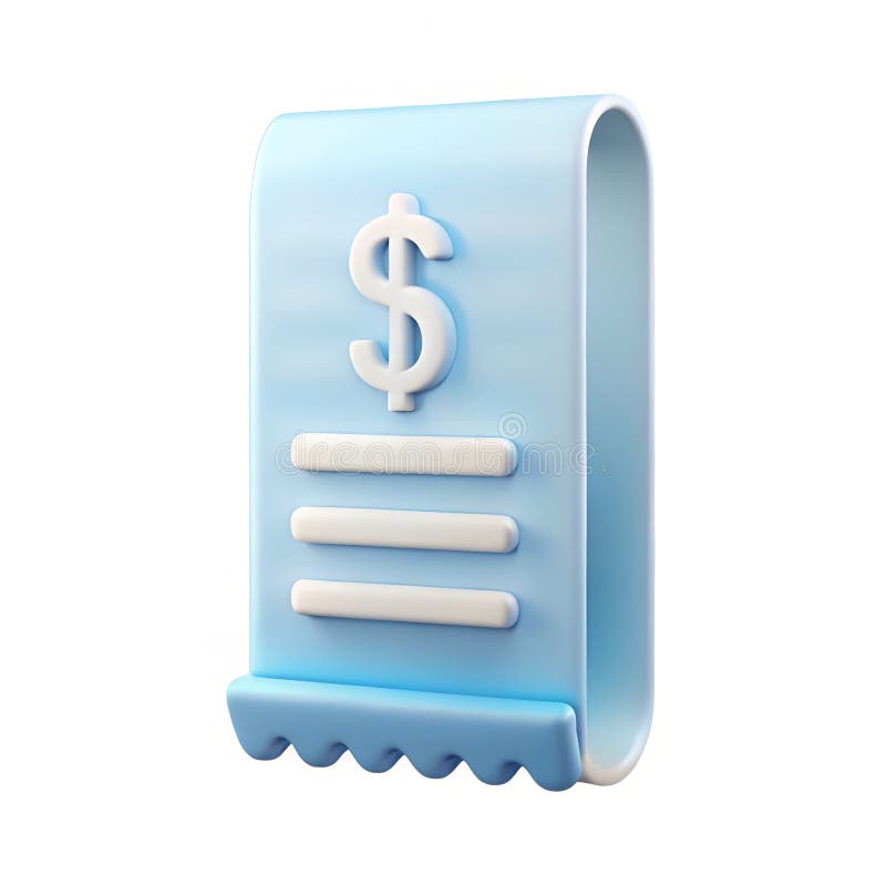 3D Transaction Receipt Icon Stock Illustration - Illustration of ...