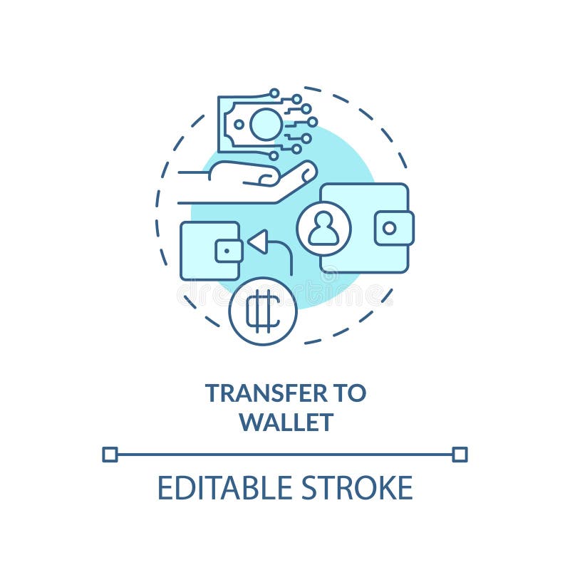 2D Transfer To Wallet Blue Line Icon Concept Stock Vector ...