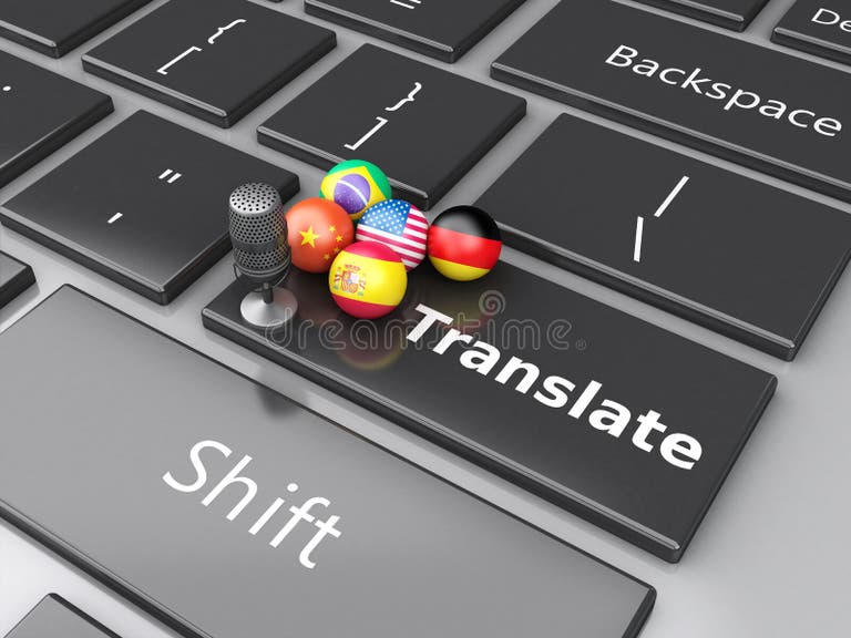 3d Translate Foreign Languages on Computer Keyboard Stock Illustration ...