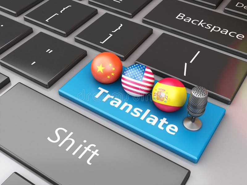 3d Translation Button On Computer Keyboard. Translating Concept. Stock ...