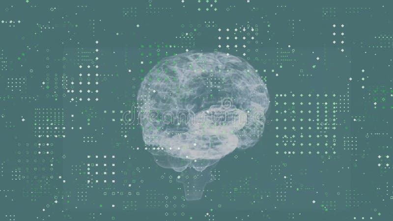 3D Translucent Brain Model Floating Against Muted Teal Backdrop ...