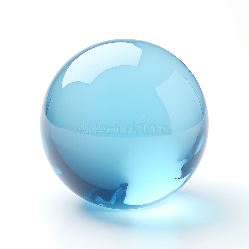 3D Transparent Blue Crystal Sphere Isolated on a White Background Stock ...