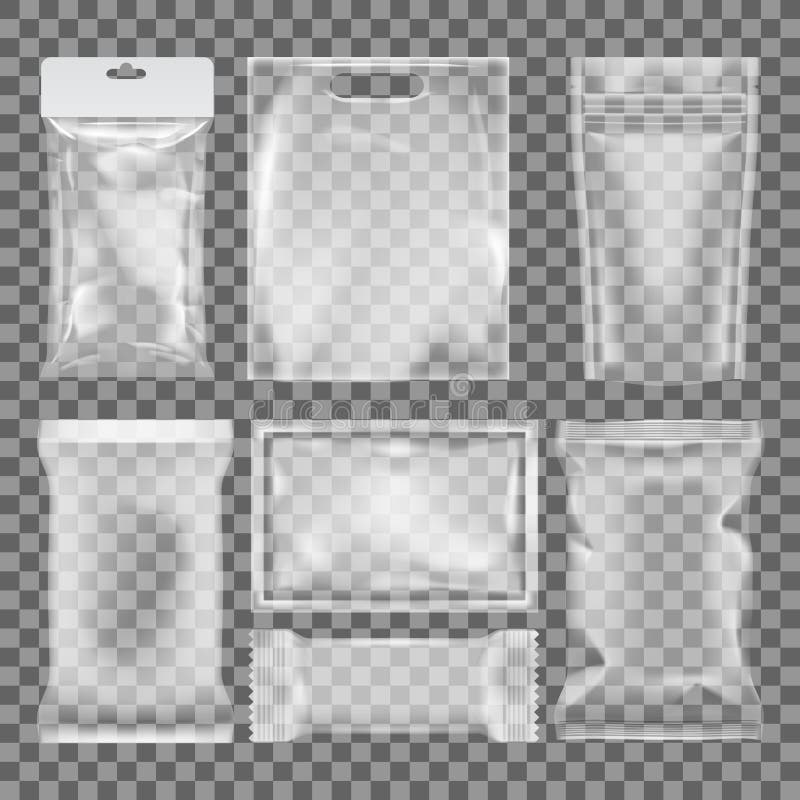 3D Transparent Empty Glossy Plastic Food Packaging Stock Vector ...