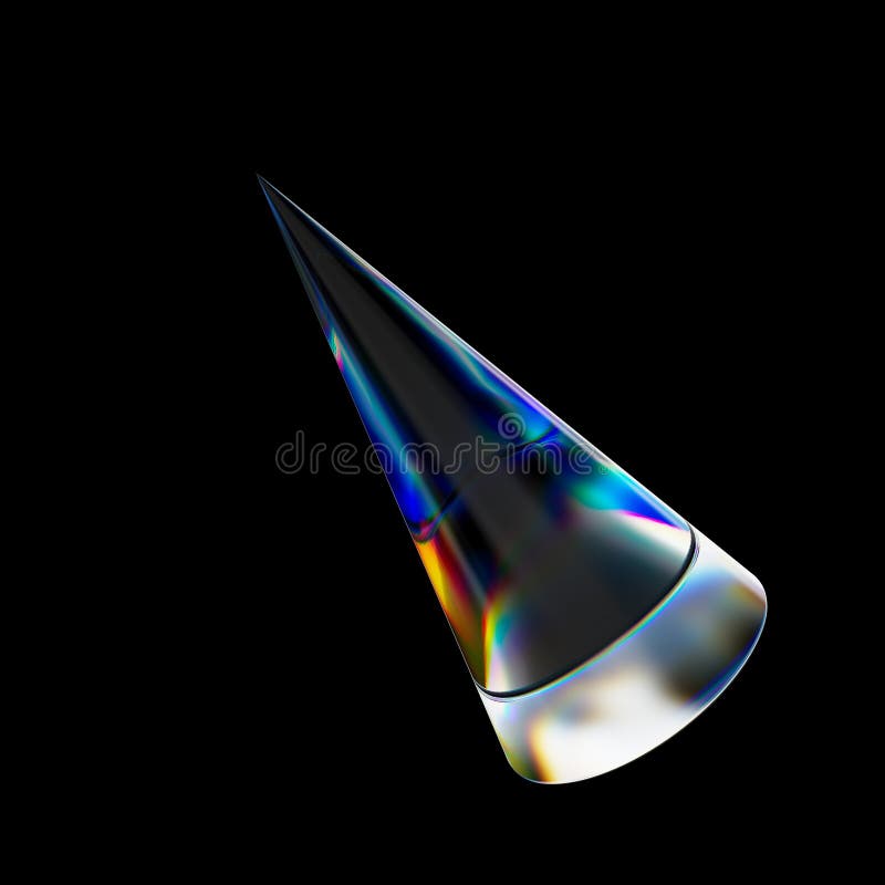 3d Transparent Glossy Cone with Dispersion Effect. Rainbow Colors ...