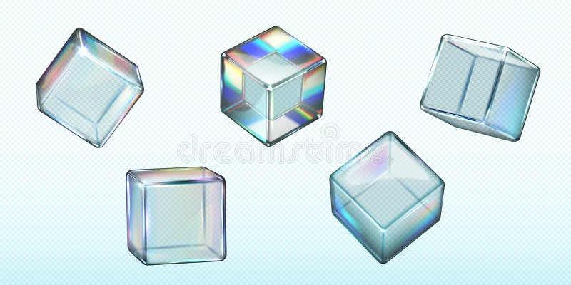 3D Transparent Glossy Crystal Cubes with Holographic Dispersion Effect ...