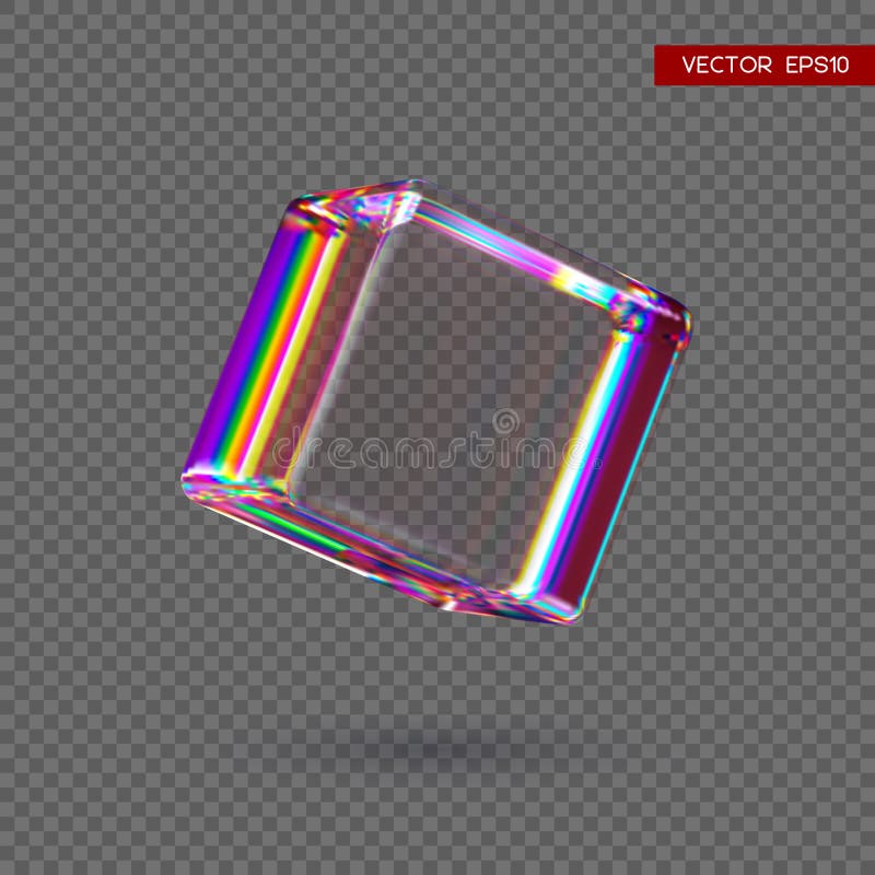 3d Transparent Glossy Cube with Dispersion Effect. Stock Vector ...