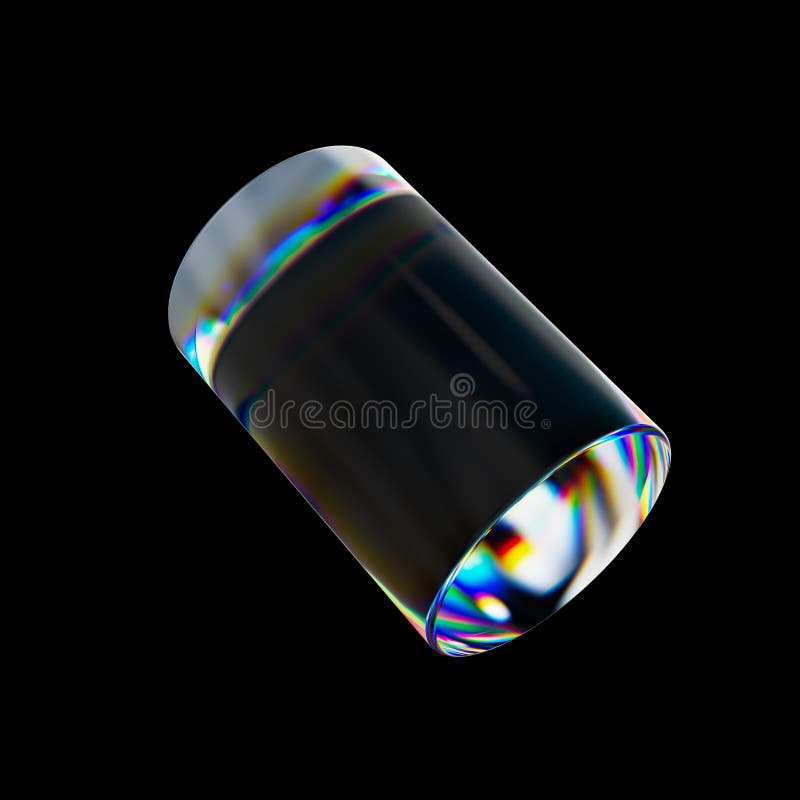 3d Transparent Glossy Cylinder with Dispersion Effect. Rainbow Colors ...