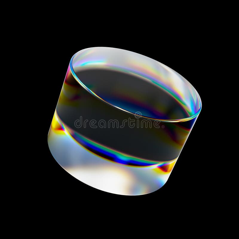 3d Transparent Glossy Cylinder with Dispersion Effect. Rainbow Colors ...