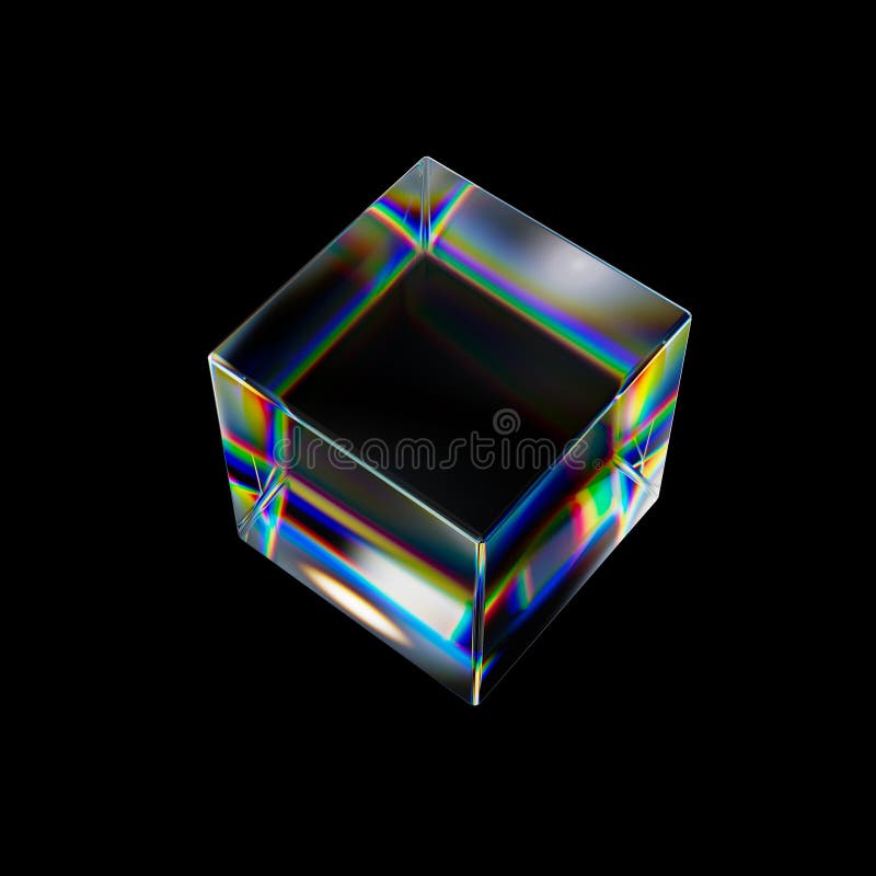 3d Transparent Glossy Geometric Objects with Dispersion Effect. Rainbow ...