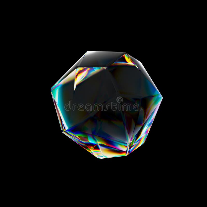 3d Transparent Glossy Geometric Objects with Dispersion Effect. Rainbow ...