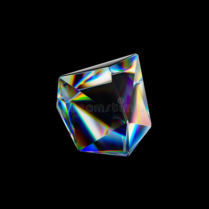 3d Transparent Glossy Geometric Objects with Dispersion Effect. Rainbow ...