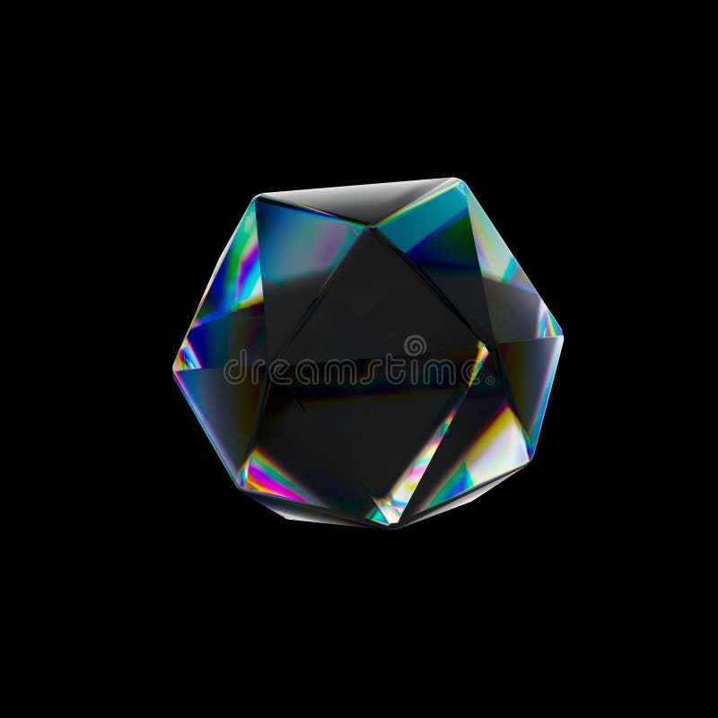 3d Transparent Glossy Geometric Objects with Dispersion Effect. Rainbow ...