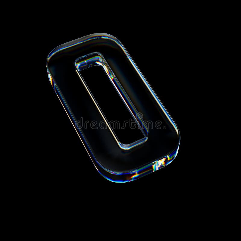 3d Transparent Glossy Number 0 with Dispersion Effect. Rainbow Colors ...