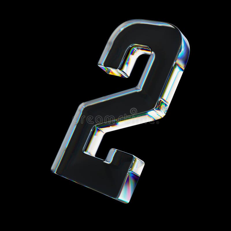 3d Transparent Glossy Number 2 with Dispersion Effect. Rainbow Colors ...