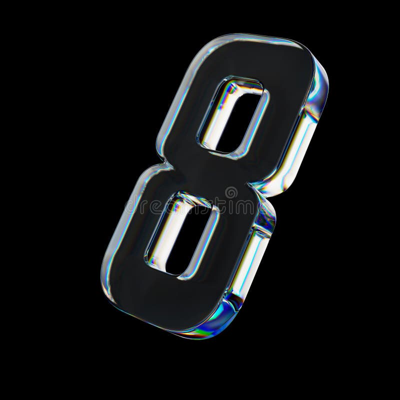 3d Transparent Glossy Number 8 with Dispersion Effect. Rainbow Colors ...