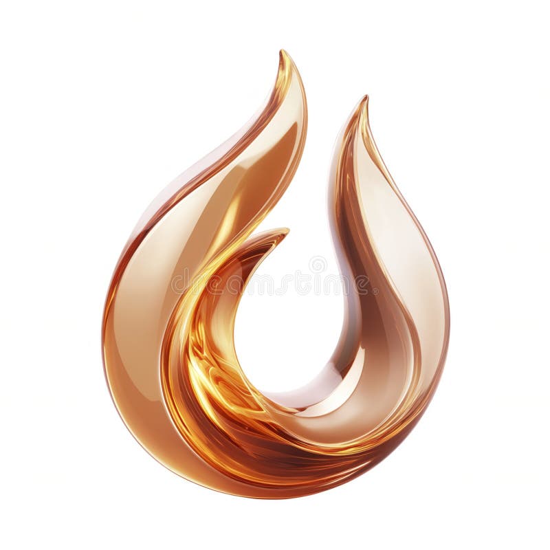 3d Transparent Glossy Orange Flame Rising from White Abstract Shape ...