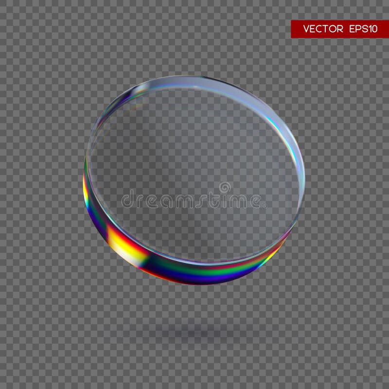 3d Transparent Glossy Round Disc with Dispersion Effect. Rainbow Colors ...