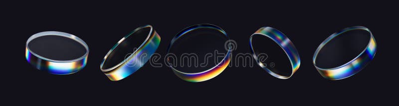 3d Transparent Glossy Round Disc with Dispersion Effect. Rainbow Colors ...