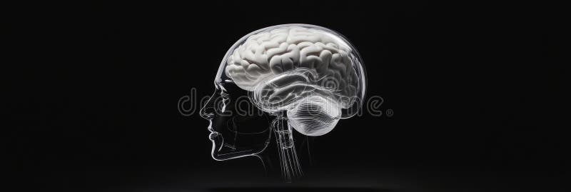 A 3D of a Transparent Human Head with a Visible Brain Showcasing Its ...