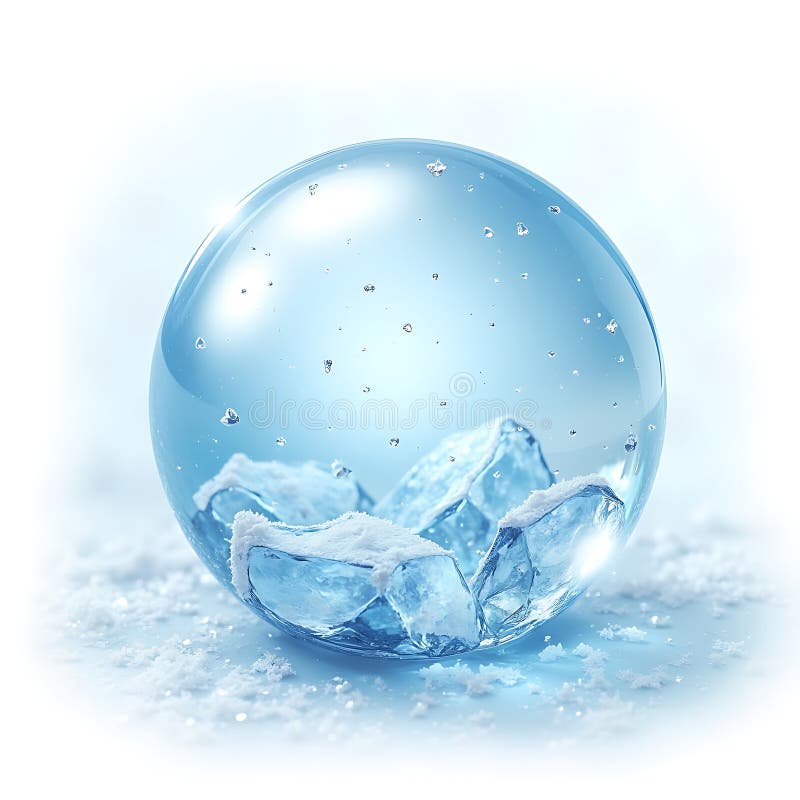 3D Transparent Ice Ball with Frozen Details Stock Illustration ...