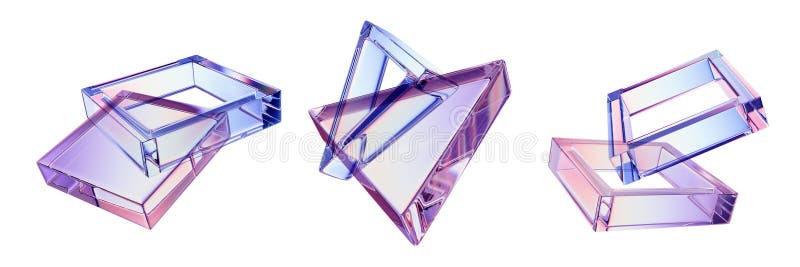 3D Transparent Triangle Square Composition, Glasses Geometric Abstract ...