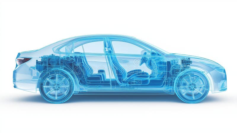 3D Transparent View of Car Showcasing Its Internal Components and ...