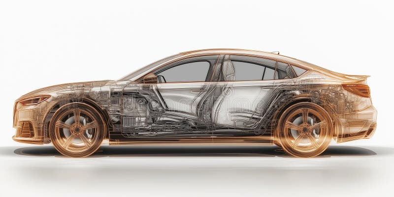 3D Transparent View of Car Showcasing Its Internal Components and ...