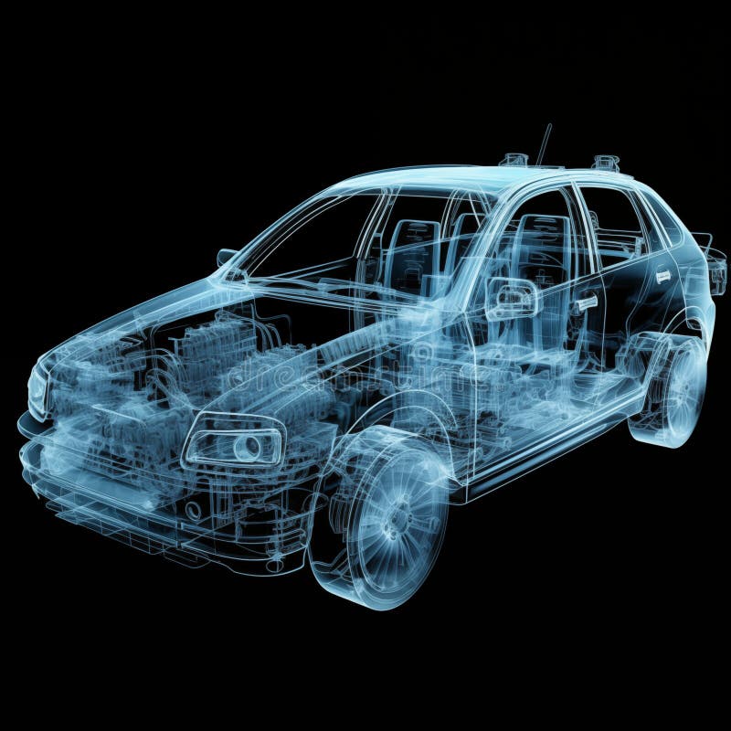 3D Transparent View of Car Showcasing Its Internal Components and ...