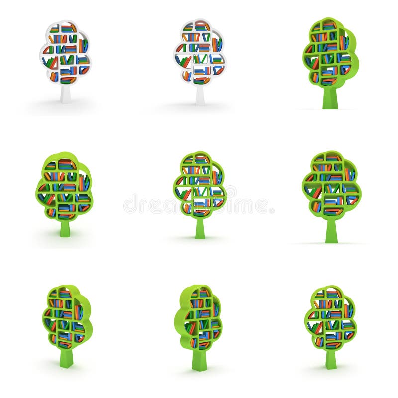 Tree Knowledge Bookshelf White Background Stock Illustrations – 105 ...