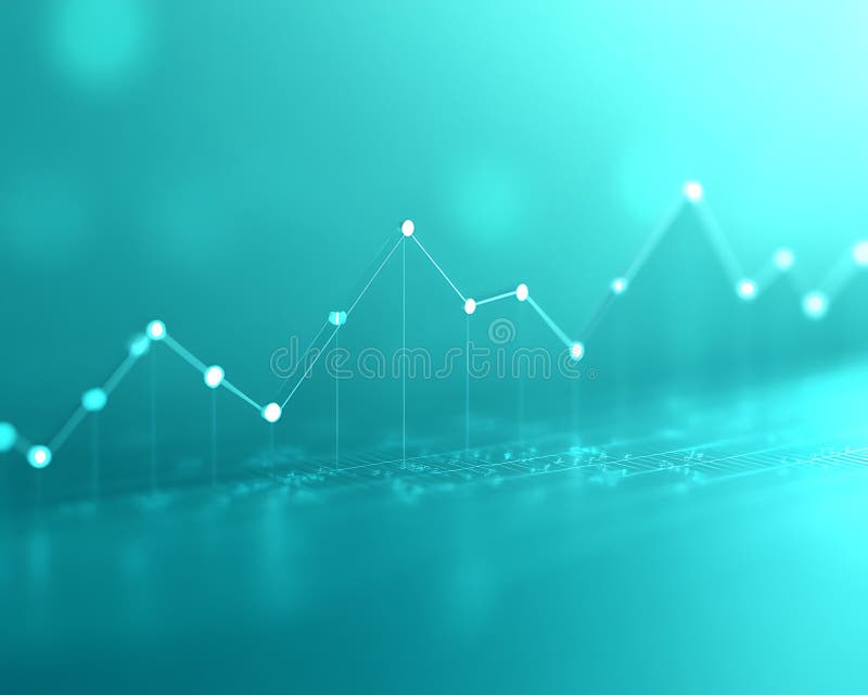 3D Trendline Graph with a Solid Bright Teal Background Stock ...