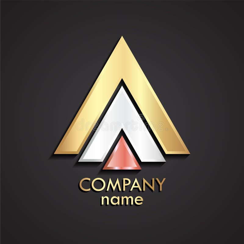 3d Triangle Abstract Silver Gold Copper Logo Stock Vector ...