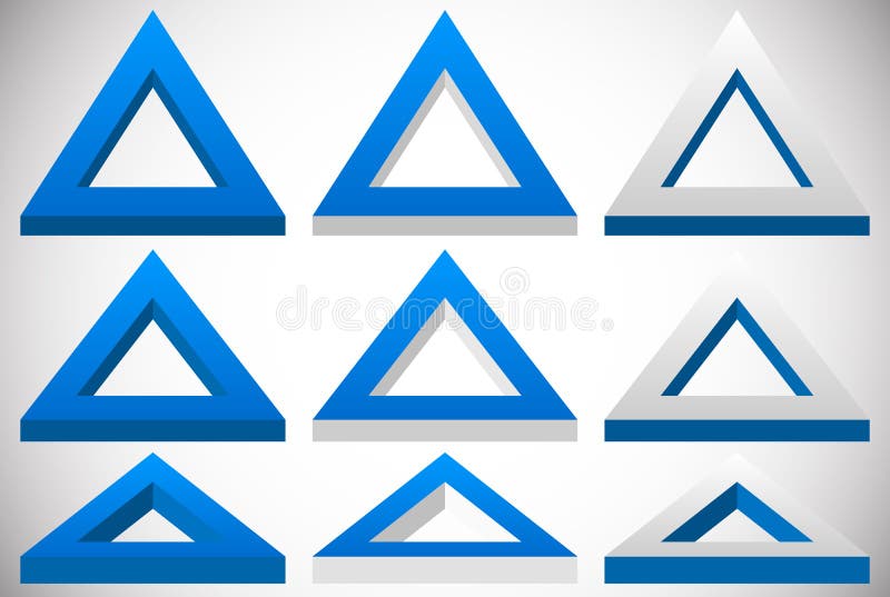 3d Triangle Shape in More Colors Set at Different Angles Stock Vector ...