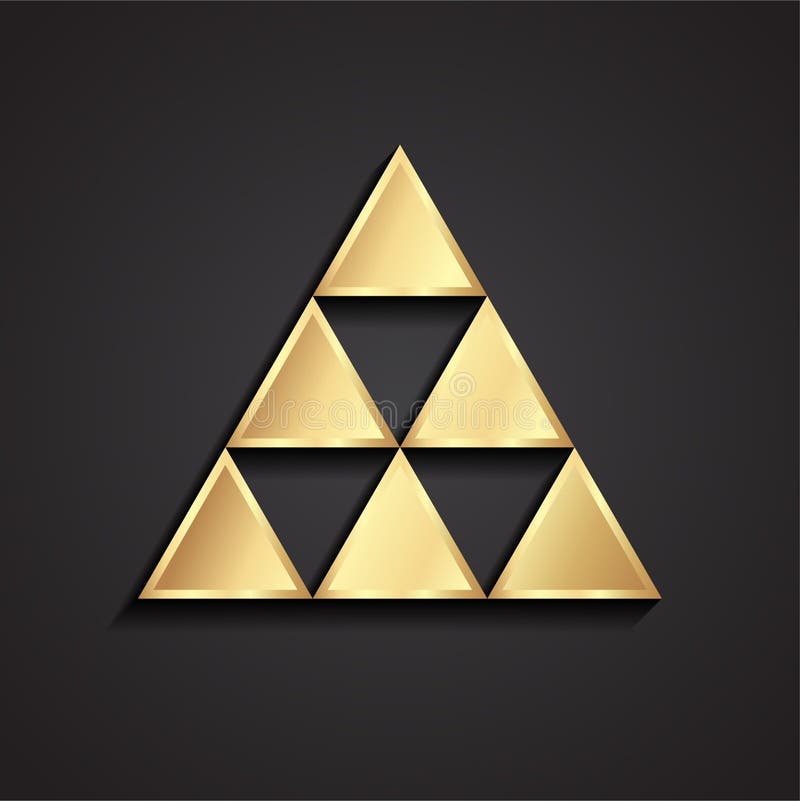 3d Triangles Golden Logo Design Stock Vector - Illustration of triangle ...