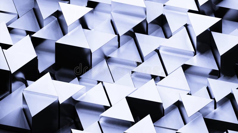 3D Triangles Move Up and Down on Surface. Design. Metallic Texture of ...