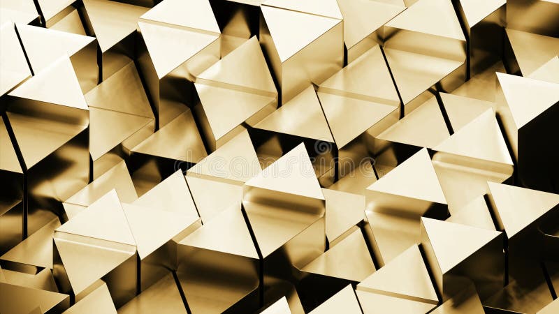 3D Triangles Move Up and Down on Surface. Design. Metallic Texture of ...