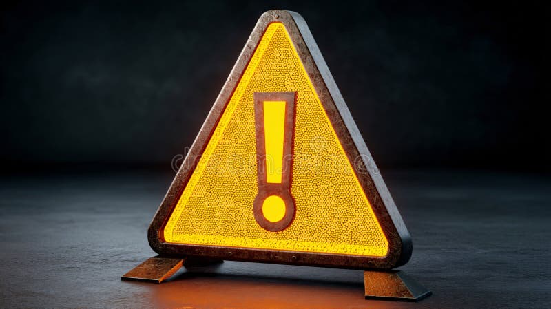 3D Triangular Warning Sign Render for Safety Precaution Design Stock ...