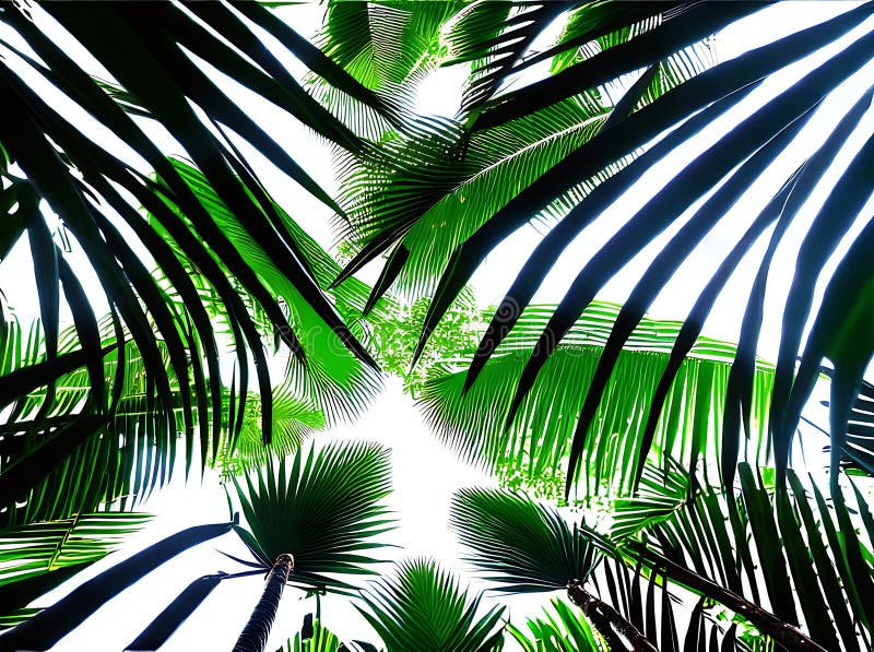 3D Tropical Forest with High Contrast Shadows. Stock Illustration ...