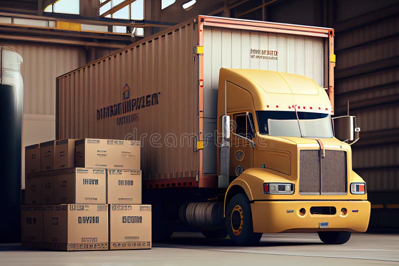 3d Truck. Truck Unloading Cargo Stock Illustration - Illustration of ...