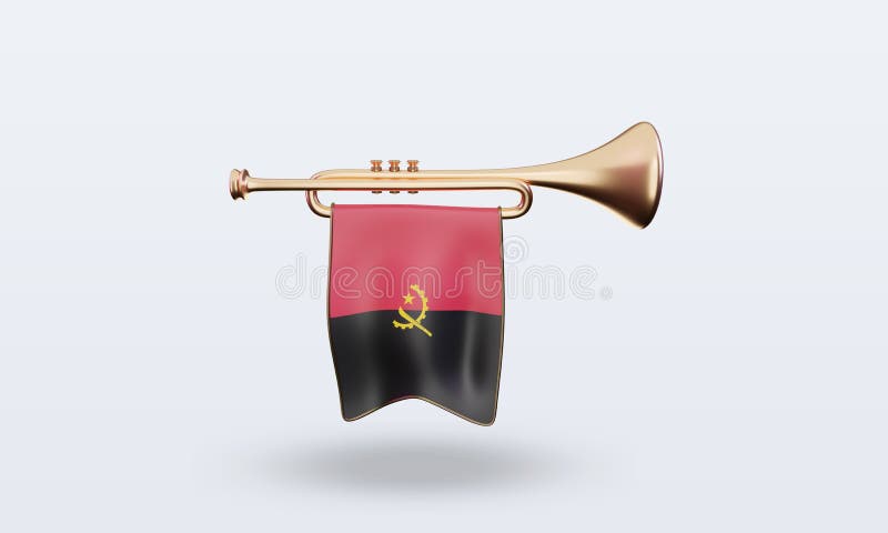 3d Trumpet Angola Flag Rendering Front View Stock Illustration ...