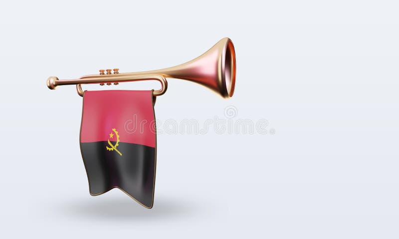 3d Trumpet Angola Flag Rendering Right View Stock Illustration ...