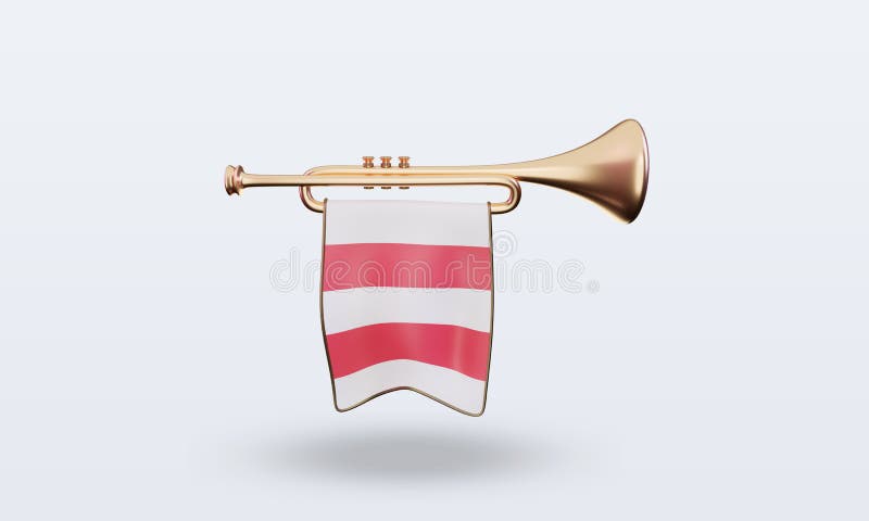 3d Trumpet Austria Flag Rendering Front View Stock Illustration ...