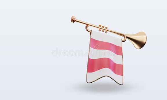 3d Trumpet Austria Flag Rendering Left View Stock Illustration ...