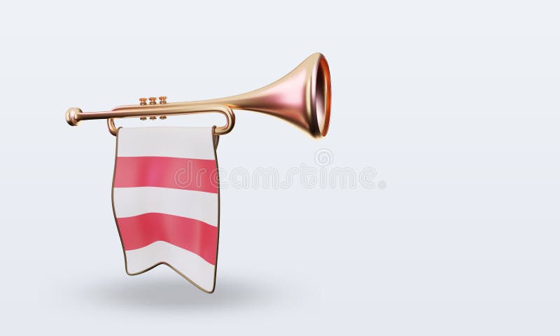 3d Trumpet Austria Flag Rendering Right View Stock Illustration ...
