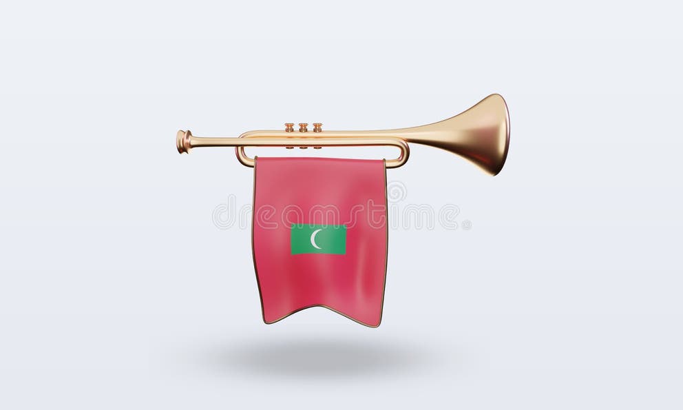 3d Trumpet Maldives Flag Rendering Front View Stock Illustration ...