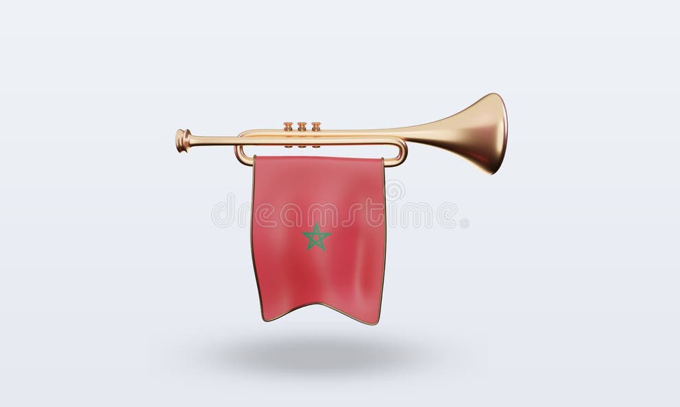 3d Trumpet Morocco Flag Rendering Front View Stock Illustration ...